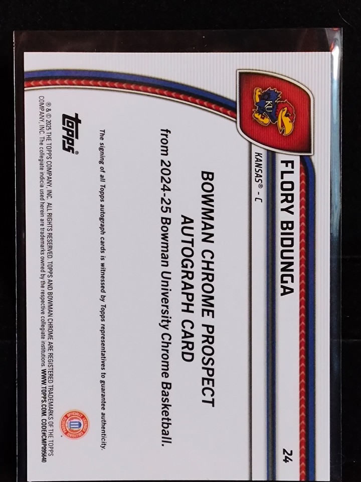 2024-25 Bowman U 1st Prospect FLORY BIDUNGA Green Shimmer Autograph | eBay