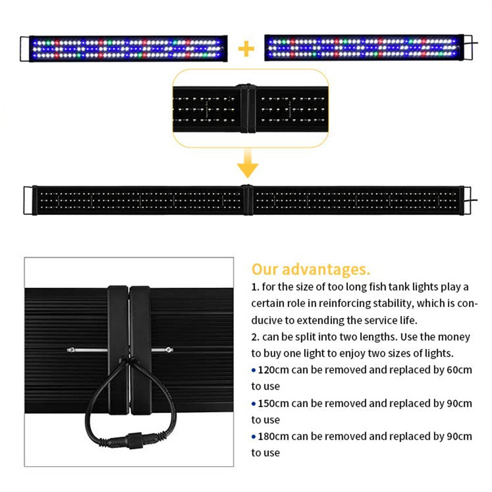 30 120 150 180CM Aquarium LED Lighting 4ft/5ft/6ft/ Marine Aqua Fish ...
