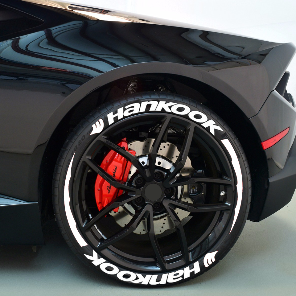 White HANKOOK Tire Lettering Sticker 8 Sets For 4 Tires 15'' - 24'' 1. ...