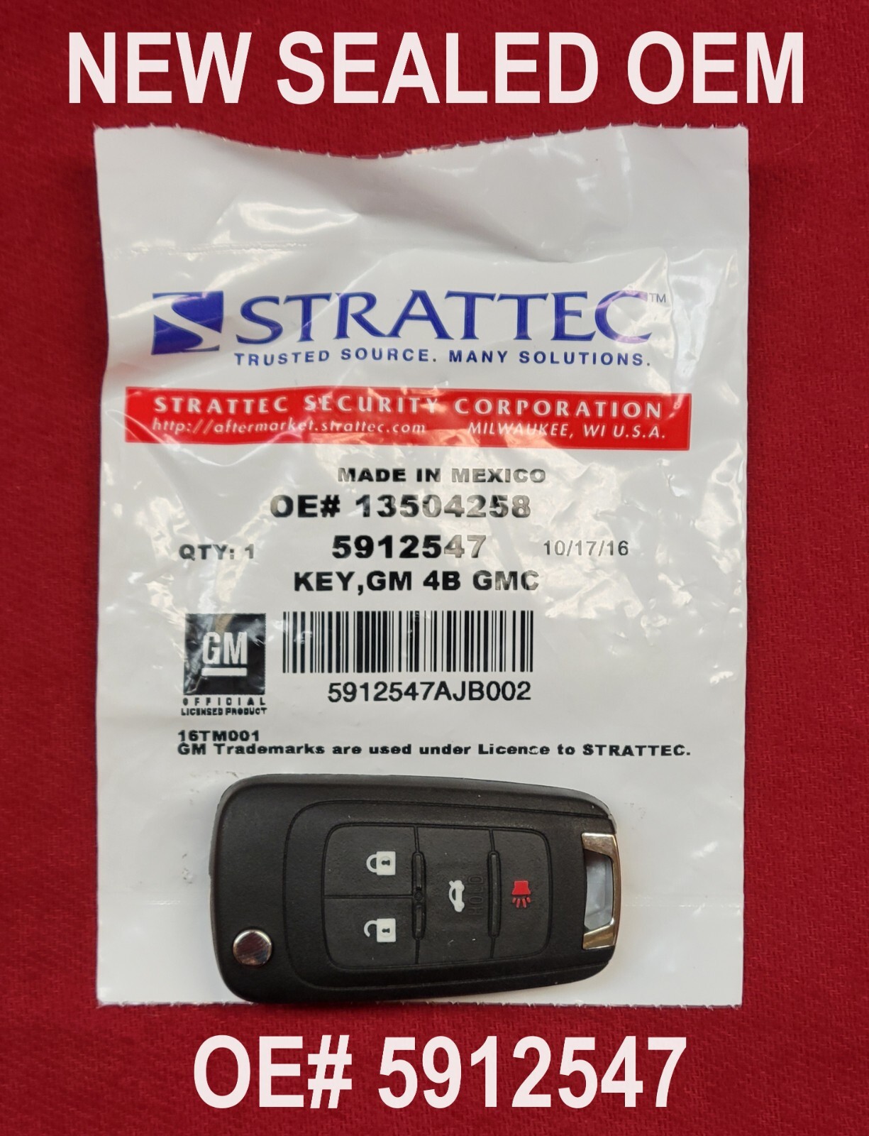 NEW OEM 5912547 Genuine GM GMC Logo Switchblade Key Remote FOB 4 Button ...