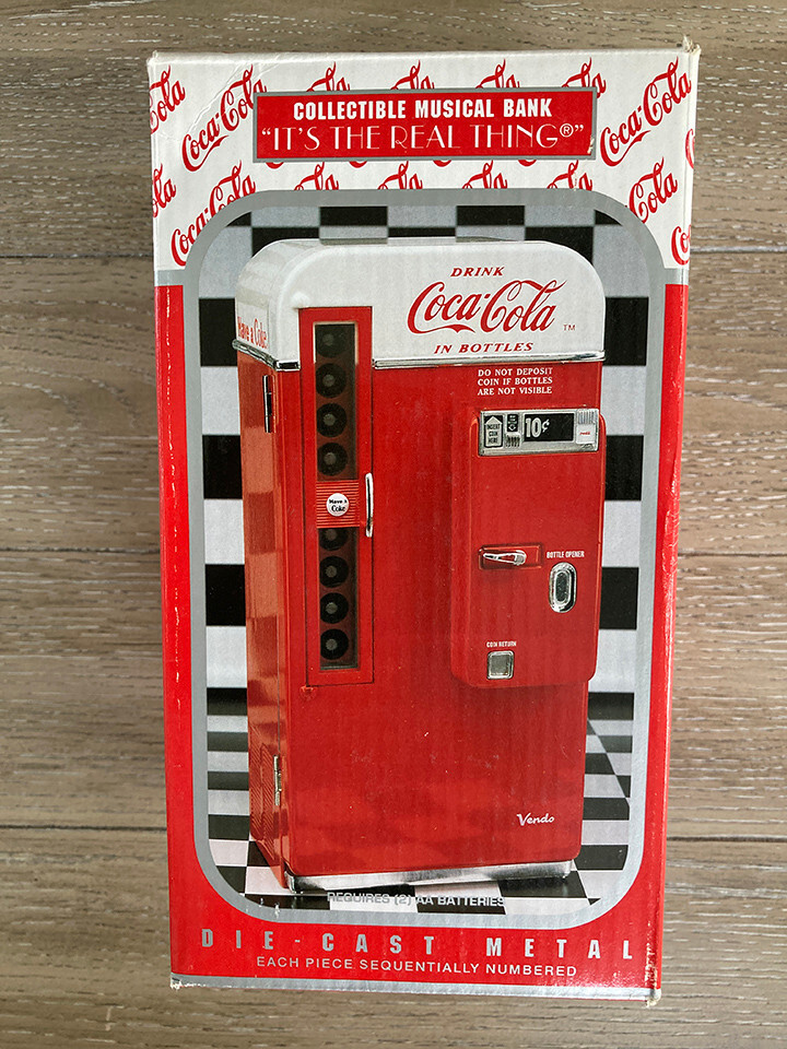 NEW Coca-Cola 1950's Die Cast Metal Vending Machine Musical Bank from ...
