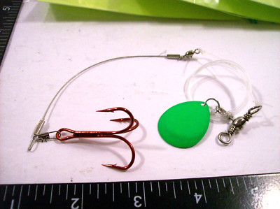 Lot of (2) 3' Northern Pike Tip Up Leader Rigs w/Swivel, Spinner, Red ...