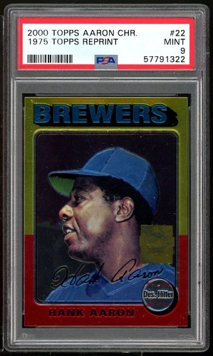 Hank Aaron Card 2000 Topps Chrome 1975 Topps Reprint #22 PSA 9 | eBay
