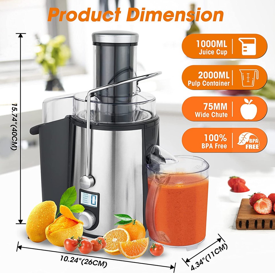 1000W 5 Speeds LCD Screen Centrifugal Juicer Machine for Vegetables ...
