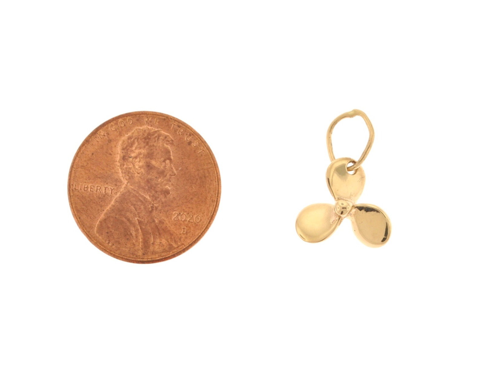 14K Yellow Gold 3D Boat Ship Propeller Charm - Gem