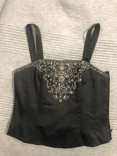 Sandra Darren Bustier, Size 6, black 'satiny' material w/Beaded detail ...