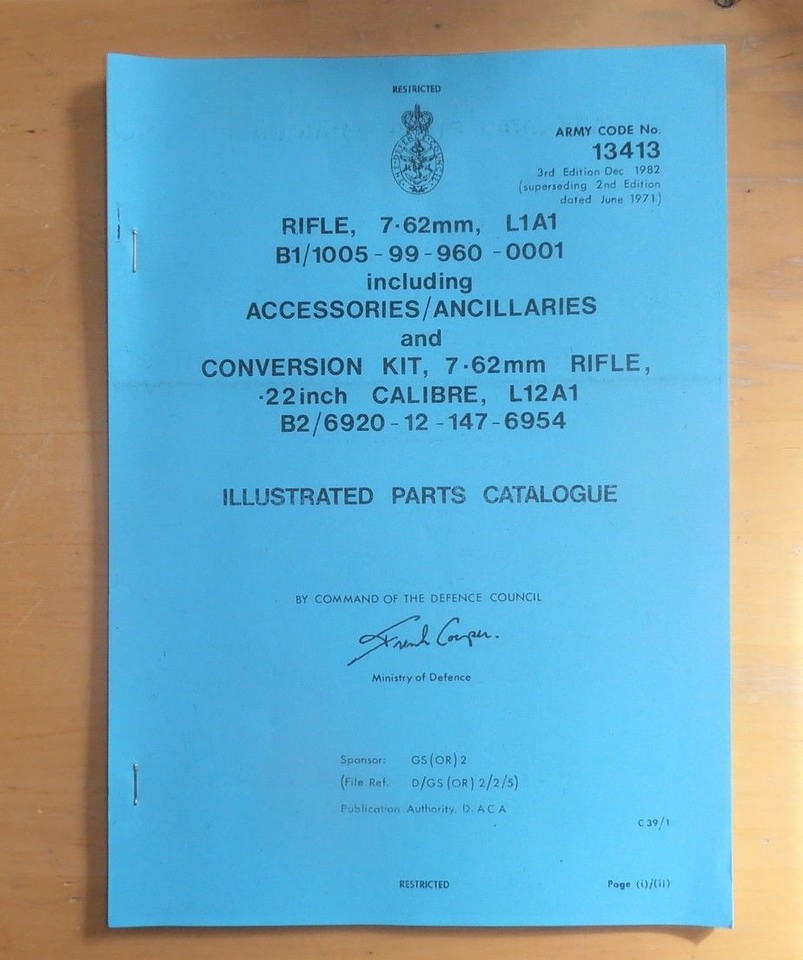 SLR Rifle 7.62mm.L1A1.L12A1.Illustrated Parts List.13413. | eBay UK