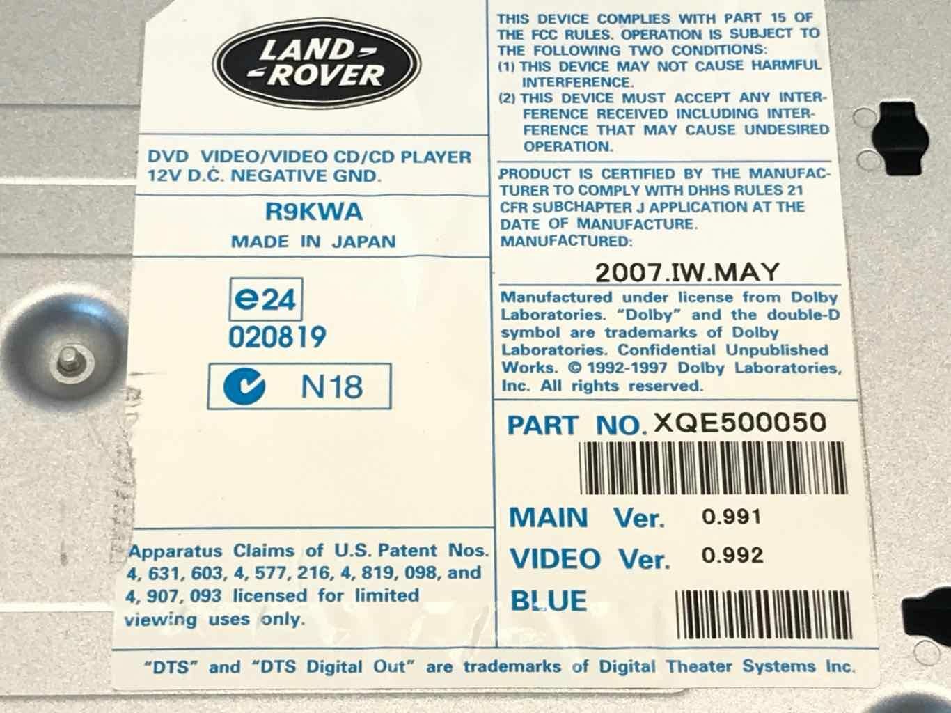 05-2012 Range Rover L322 6 CD DVD Changer Entertainment Video Audio ...