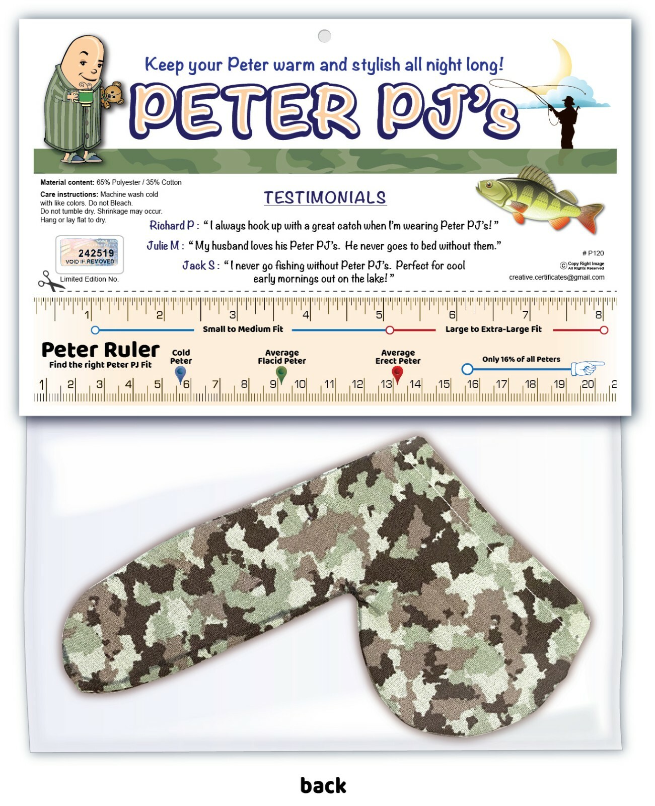 FISHERMAN Peter PJ's Willy Warmer - WEINER SOCK Gag Gift Fishing ...