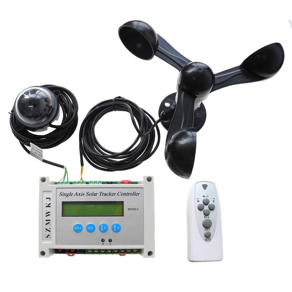 LCD Single/Dual Axis Solar Tracker Controller W/ Wind Sensor DIY Solar ...