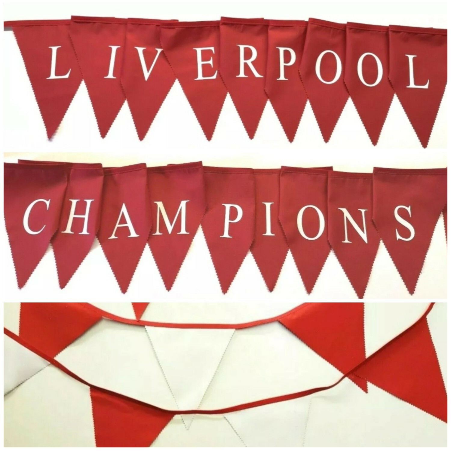 Liverpool / champions printed bunting - plain red, red and white | eBay UK