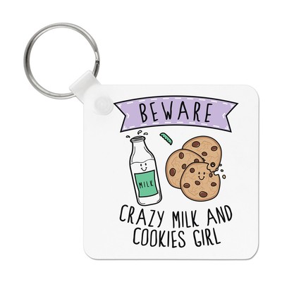 Beware Crazy Milk And Cookies Girl Keyring Key Chain Joke Daughter ...