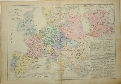 1875 HAND COLOURED HISTORICAL MAP EUROPE 1556-1648 CHARLES QUINT ...