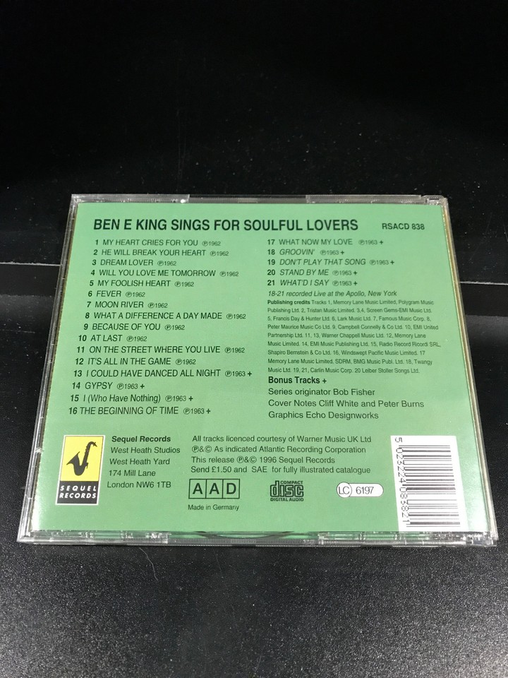 Ben E. King-Anthology 2-For Soulful Lovers-CD-VG+ Condition-Sequel ...