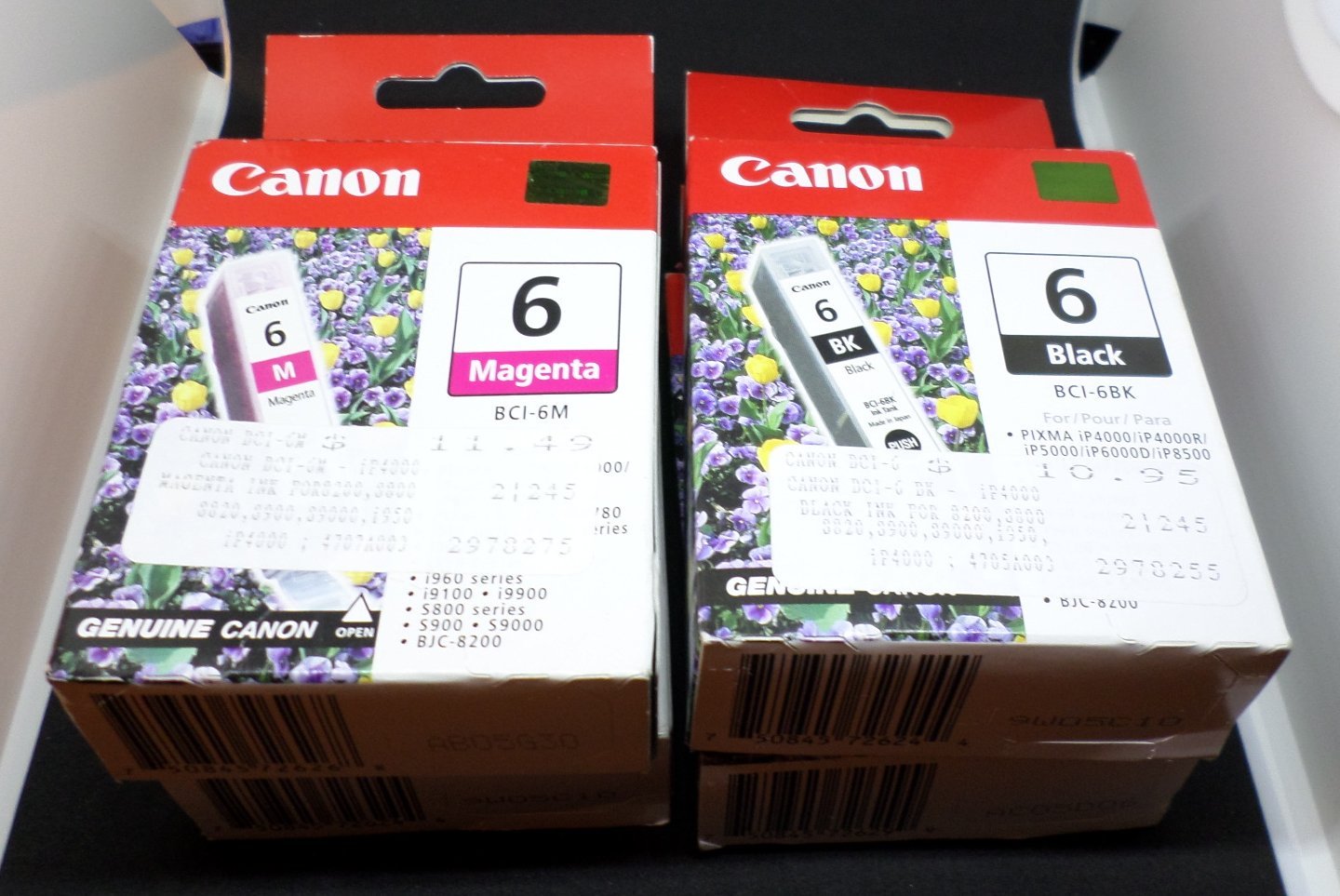 4 Ink Cartridges Canon BCI-6BK Genuine Canon Black & BCI-6M & BCI-6PM ...