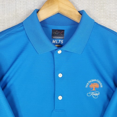 GREG NORMAN x KIAWAH OCEAN COURSE Size Large Polo Shirt Mens Golf Blue ...