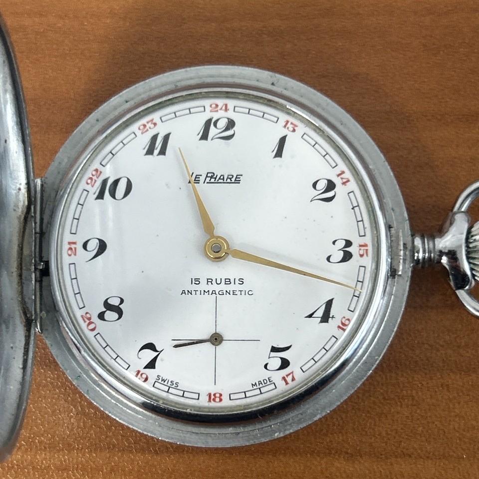 Vintage RARE Le Phare 15 Rubis Antimagnetic Pocket Watch *SWISS MADE ...