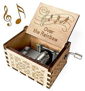 Over The Rainbow Music Box - Wood Laser Engraved Vintage Cute Hand ...
