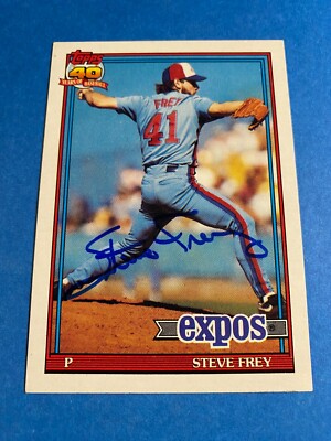 STEVE FREY 1991 TOPPS #462 AUTO IP SIGNED MONTREAL EXPOS ANGELS BUCKS ...