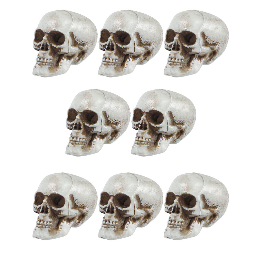 8 Plastic Mini Skulls Halloween Figurines Bones Heads Gifts-MY | eBay