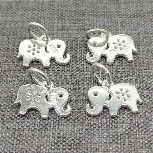 5pcs of 925 Sterling Silver Small Elephant Charms w/ Daisy Flower for ...