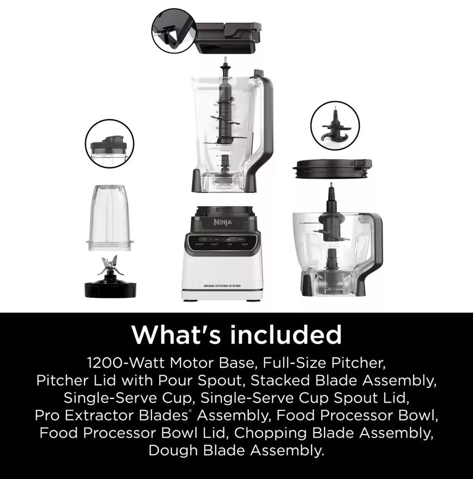 Ninja Grand Kitchen System 1200 Watts, Blender, 4 Preset Auto-iQ ...