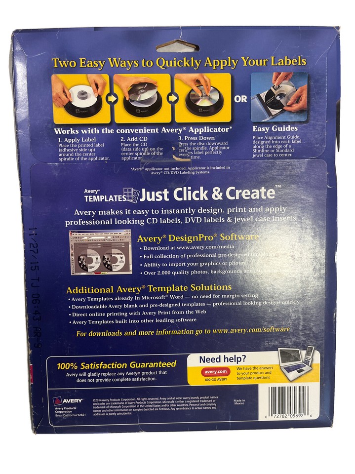 Avery CD/DVD Labels, Laser #5692 - 40 Disc 80 Spine, White (New Sealed ...