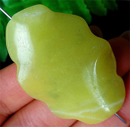 47x30x6mm Natural Green Lemon Jade Twisted Freeform Heigth Holes Bead ...