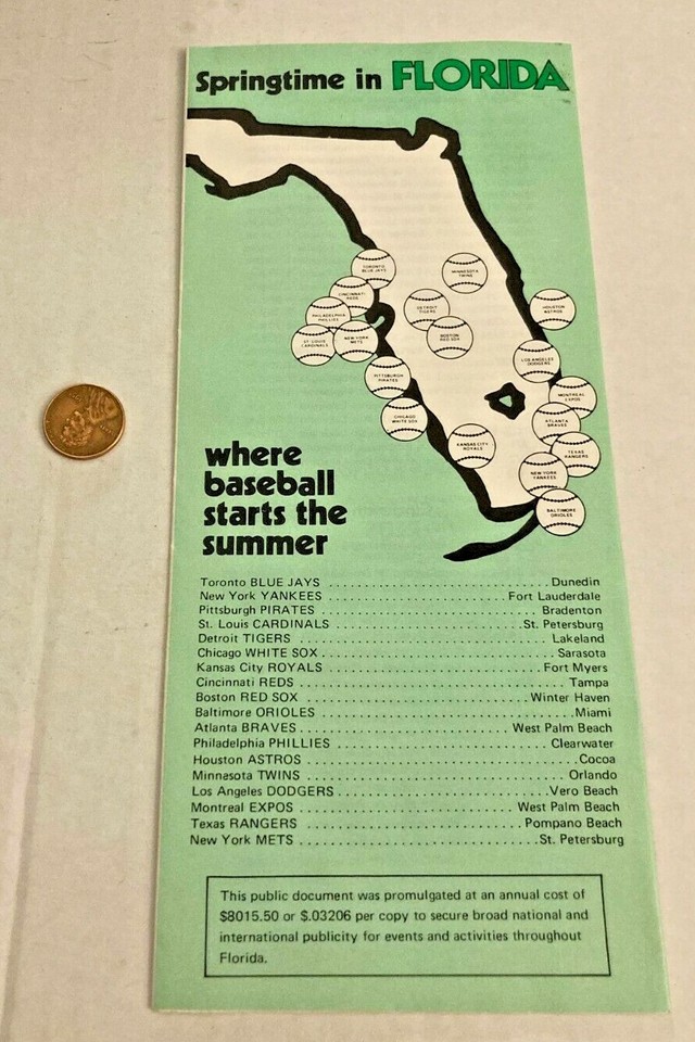 Vintage 1983 Florida Spring Training Grapefruit League Baseball ...