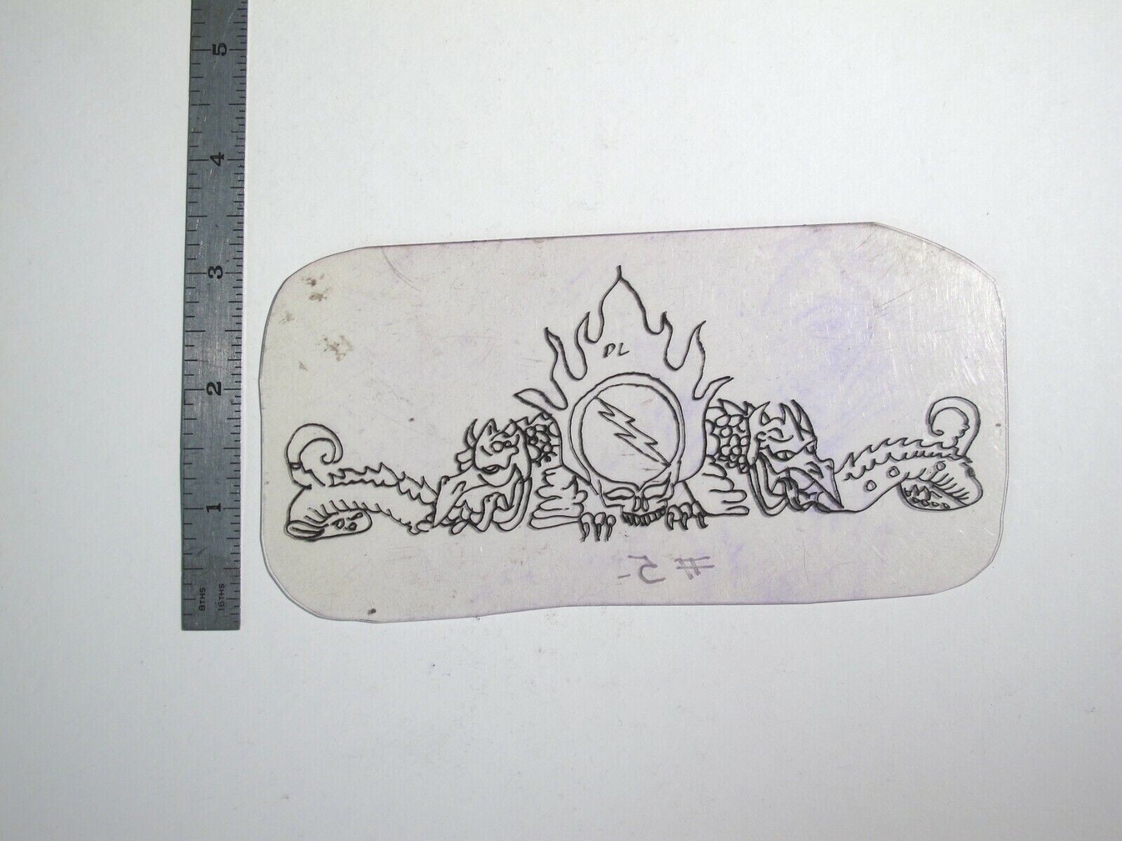 vtg 1960s Tattoo Flash acetate stencil Grateful Dead Pair of Dragons ...