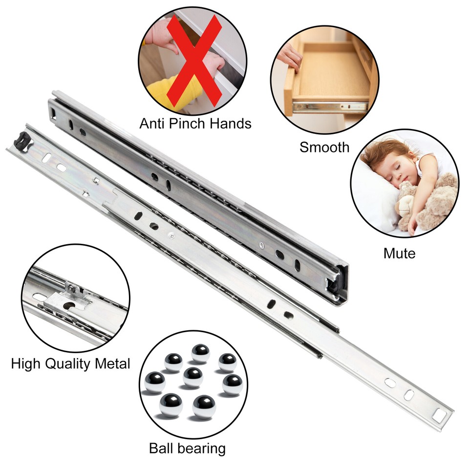 27mm BALL BEARING DRAWER RUNNERS/SLIDES Cabinet 250mm-500mm Partial ...