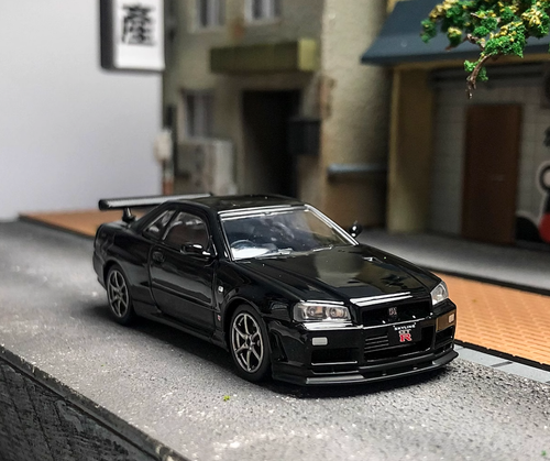 Inno 1:64 Black JDM Skyline GTR R34 V-Spec Sports Model Diecast Metal ...