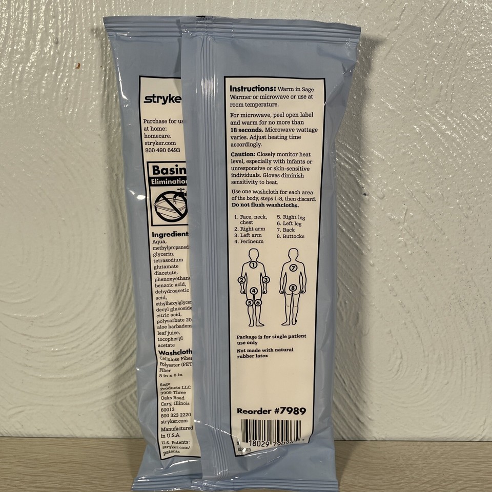 Stryker - Sage Essential Bath Cleansing Washcloths - 1 Package 8 Cloths ...