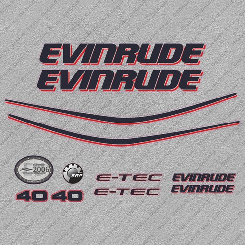 Evinrude 40 hp ETEC outboard engine decals sticker set reproduction ...