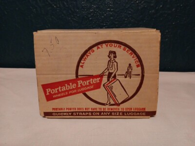 Vintage Portable Porter luggage wheels all original box Brown | eBay