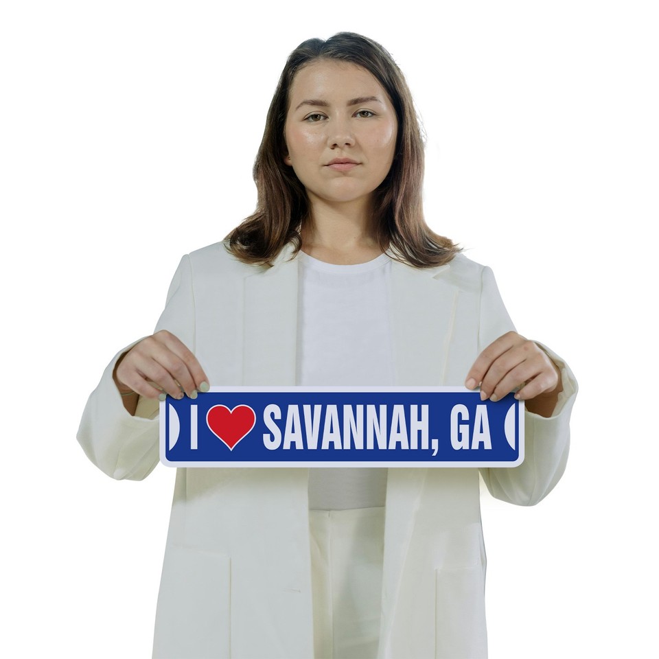 I LOVE SAVANNAH GEORGIA Street Sign (2 Pack) ga city state us wall road ...