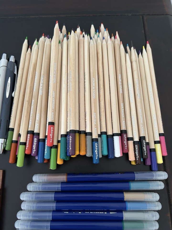Lot Of Art Supplies Calligraphy Pens Markers Watercolor Charcoal Powder ...