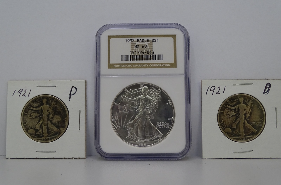 Liberty Walking half dollars 1921 Phila & 1921-D Denver Mint (41619 ...
