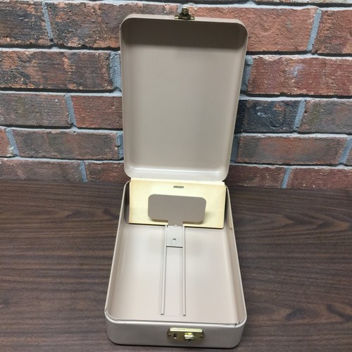 Vintage Metal Check File Box/Lock Box Tan No Key Brass Hardware | eBay