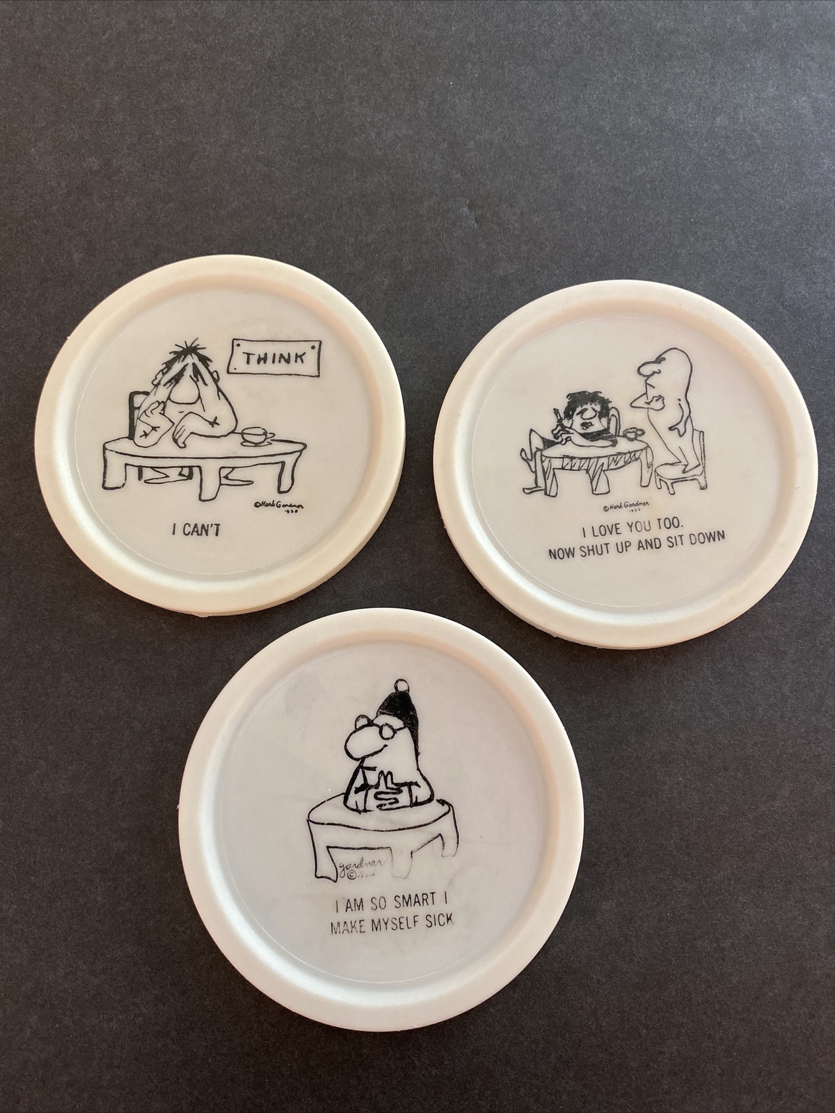 Vintage 1955 H.Gardner COASTERS Set of 3 Different Cartoons Coaster ...