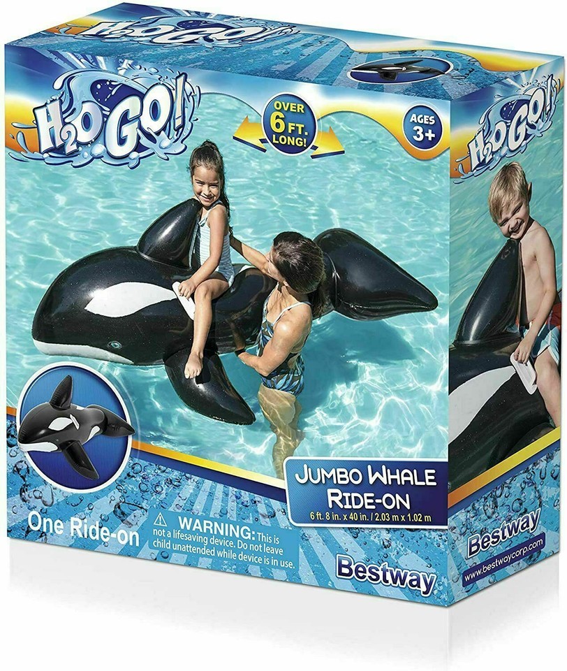 Bestway H2O Go! Ride-On Jumbo Whale Float Swimming Pool Inflatable ...