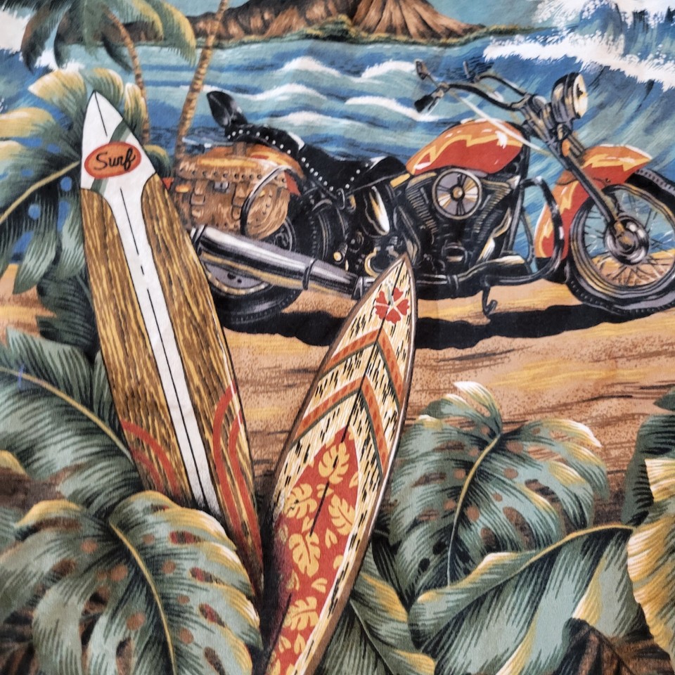 KY's Hawaiian Aloha Shirt Mens XL Surf Motorcycle Biker Button Up Short ...