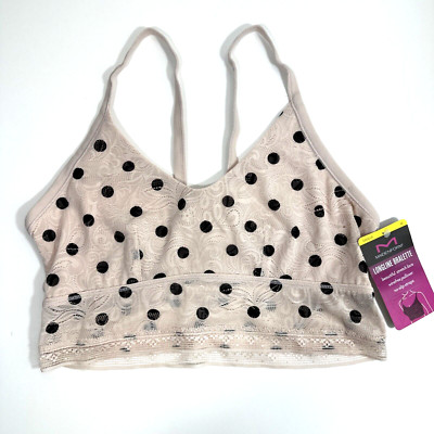 NWT Maidenform All Over Lace Longline Bralette DMSLLB Pink Polka Dot ...