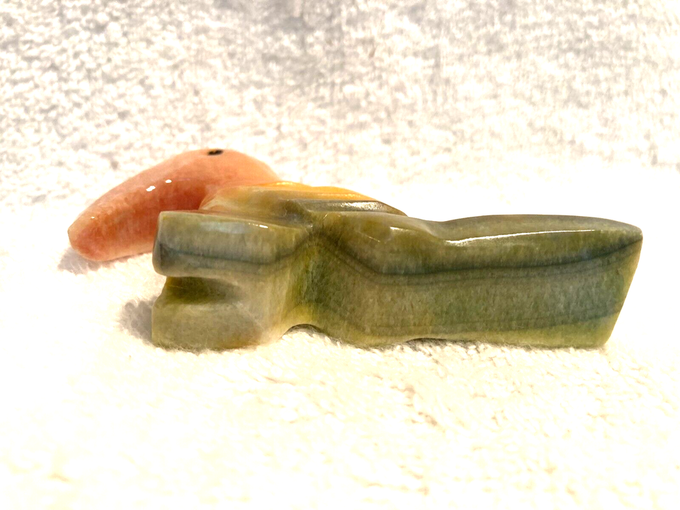 Soapstone Hand Carved Orange Green Toucan Figurine 2 1/8" Tall x 3 1/2 ...