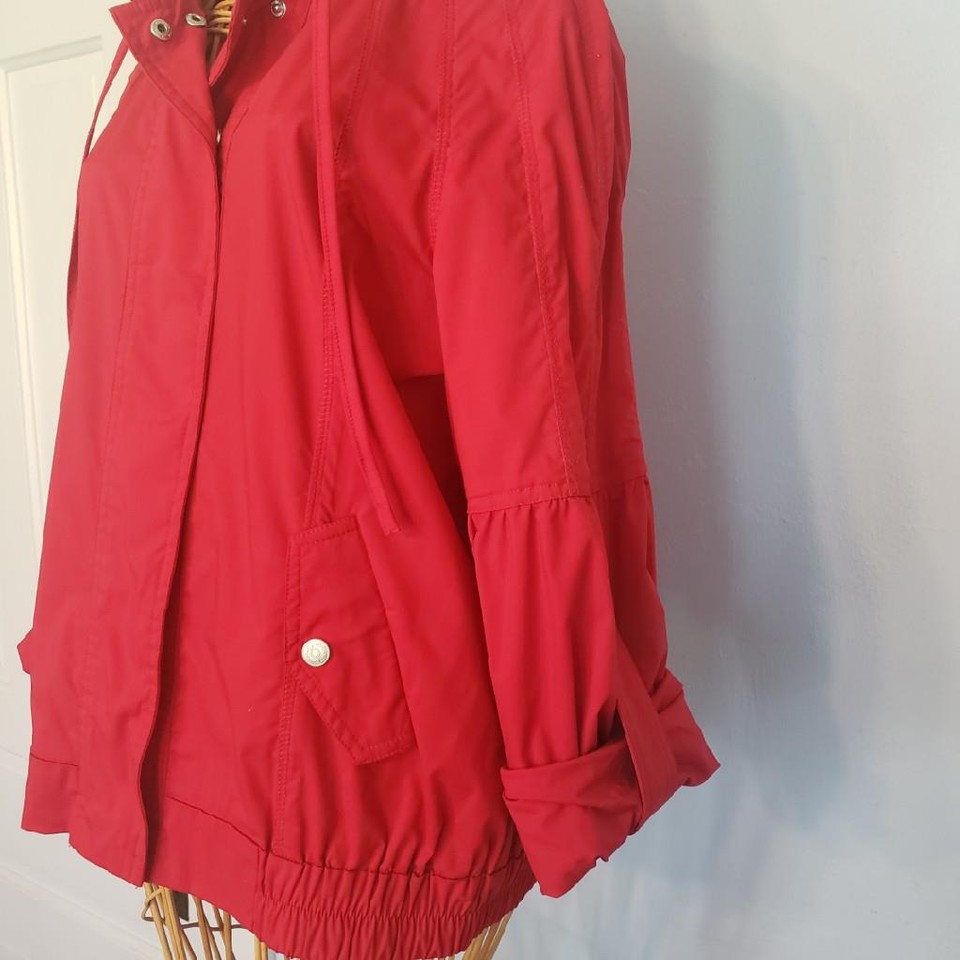 Lightweight Bright Red Spring Coat / Jacket Hood - Lana Sport Sz 8 & 16 ...