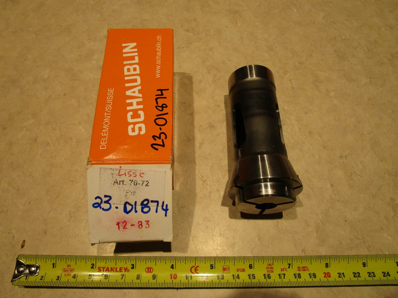 SCHAUBLIN SWISS LATHE F-38, 76-72 DEAD LENGTH COLLET 12.83MM / 1/2 ...