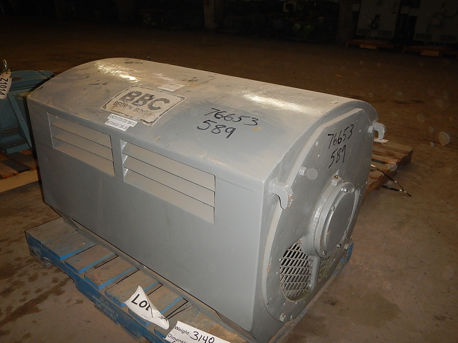600 HP Brown Boveri Electric Motor, 1800 RPM, 589US Frame, DP, 2300 V ...