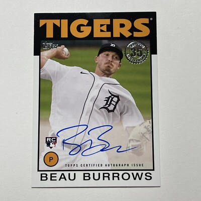 2021 Topps Beau Burrows Detroit Tigers 1986 Style Autograph AU RC Card ...