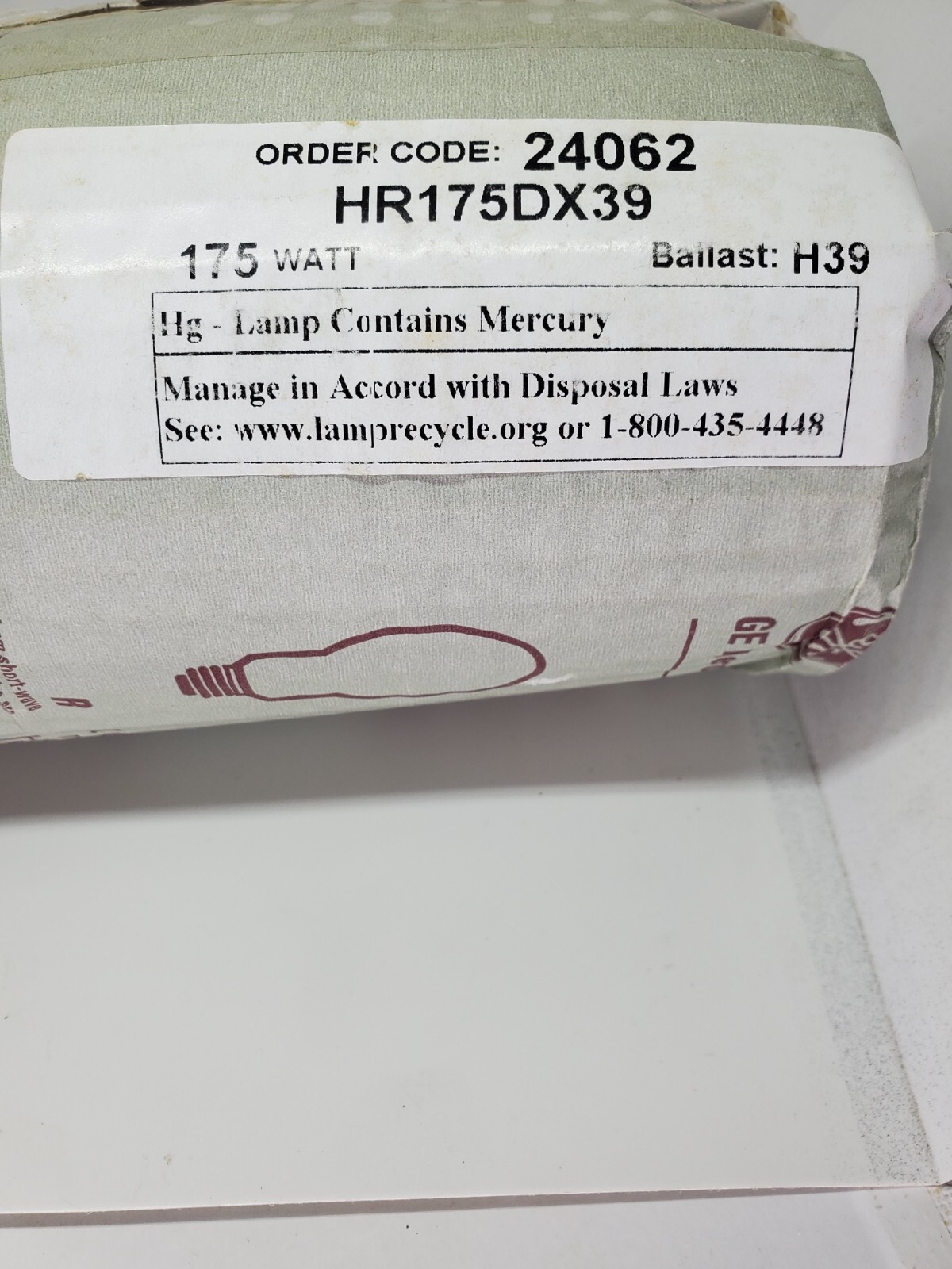 GE R175 Mercury HR175DX39 #24062 175 Watt H39 Coated Lamp | eBay