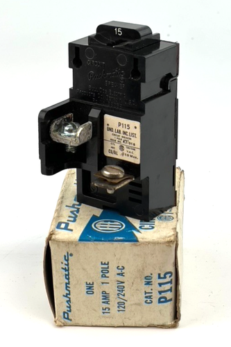 Pushmatic P115 15 Amp 1 Pole Circuit Breaker Bulldog Type P 120V *NEW ...